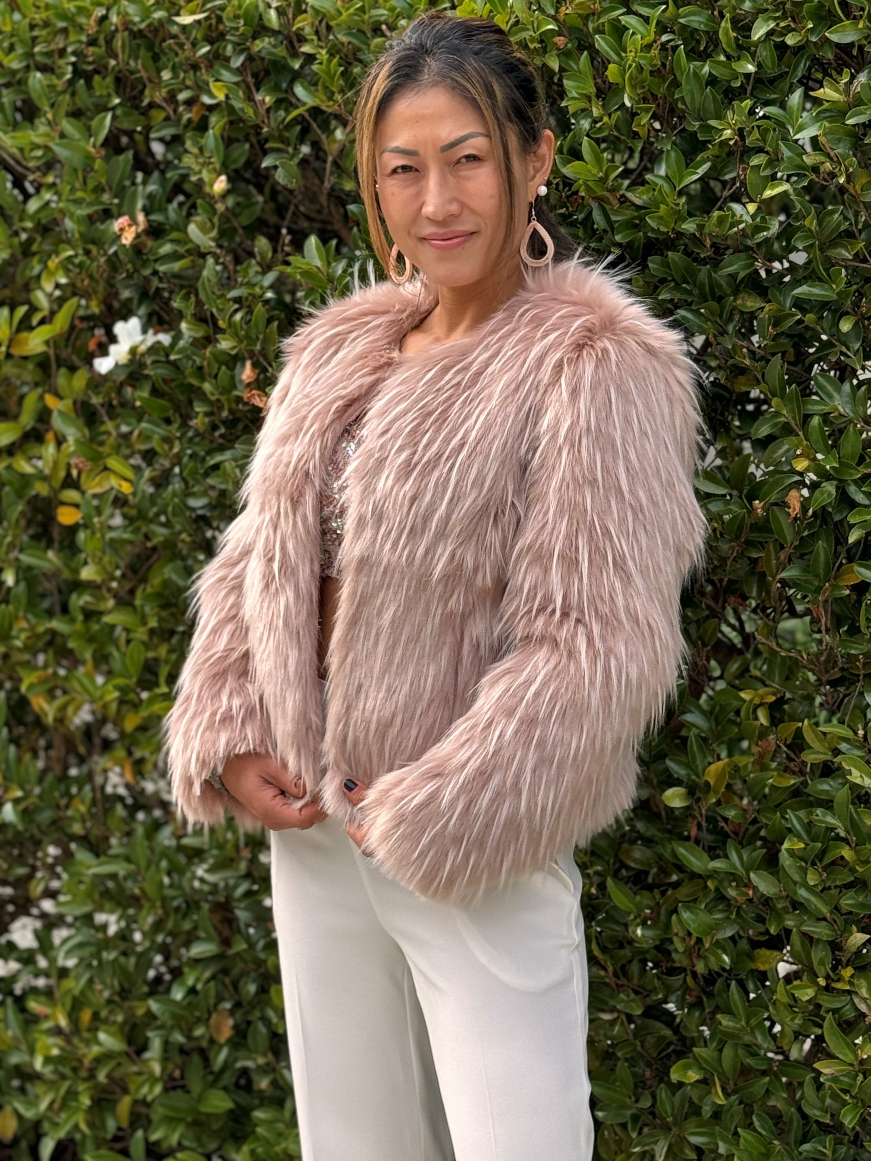 Chrystal Sloane Couture Peony Plume Faux Fur Jacket